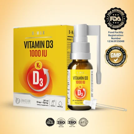 D-Max Vitamin D3K2 1000 IU + (Vitamin C) içerikli Soft Jel Kapsül ...